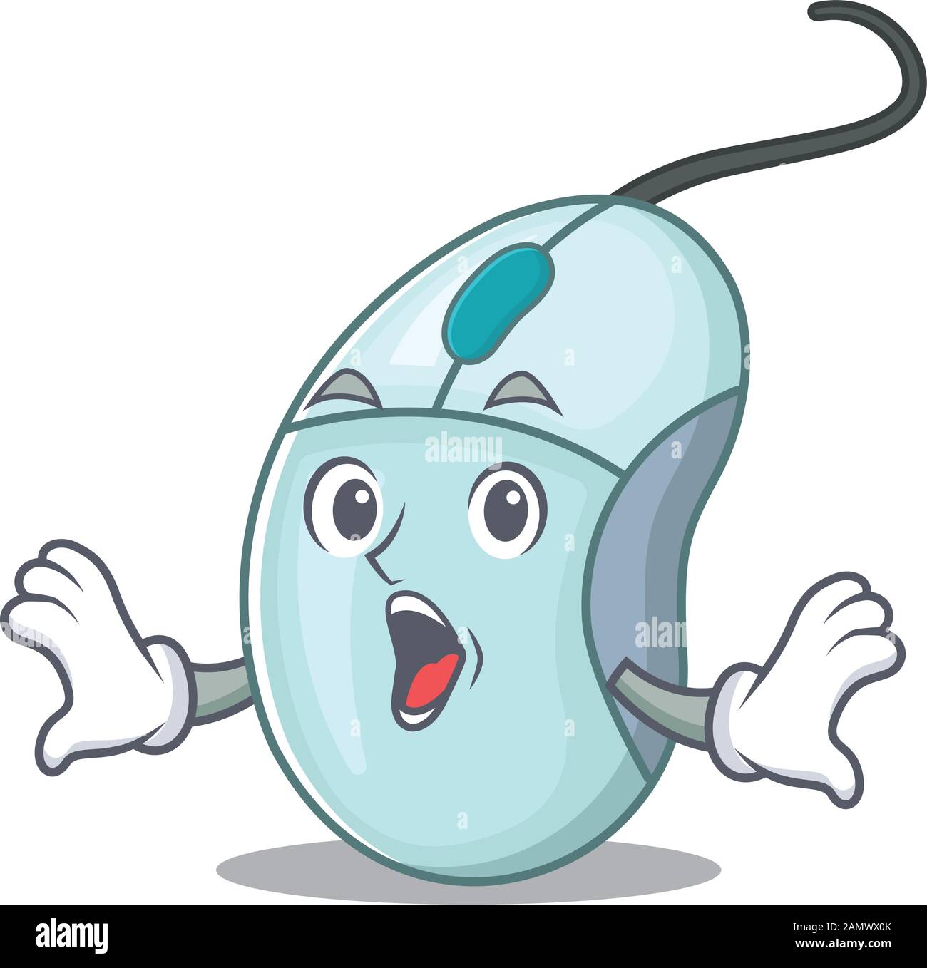 Computer mouse cartoon character design on a surprised gesture Stock ...