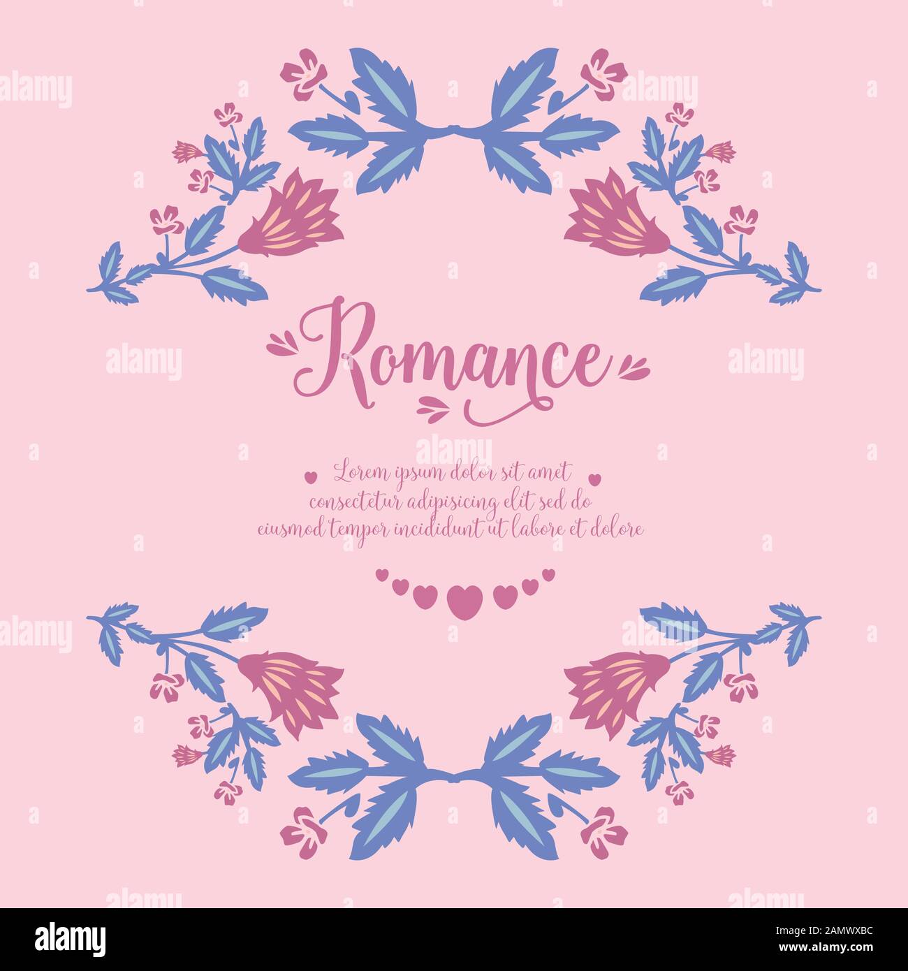 Romance Card template, with elegant leaf and floral frame design ...