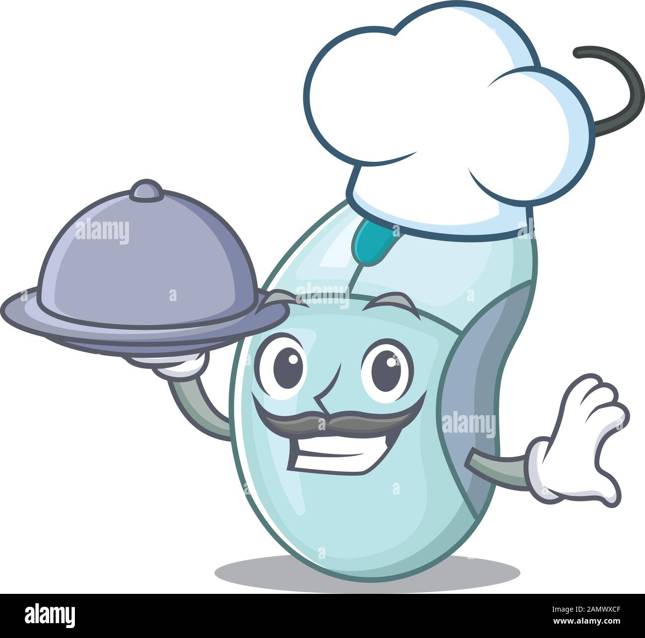 cartoon design of computer mouse as a Chef having food on tray Stock ...