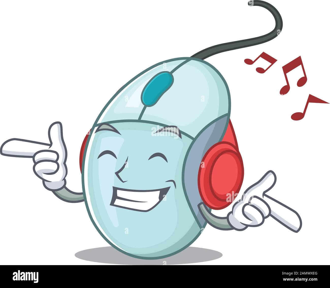 Listening music computer mouse mascot cartoon character design Stock ...