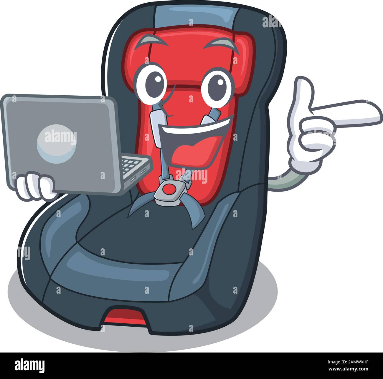 Smart character of baby car seat working with laptop Stock Vector Image ...