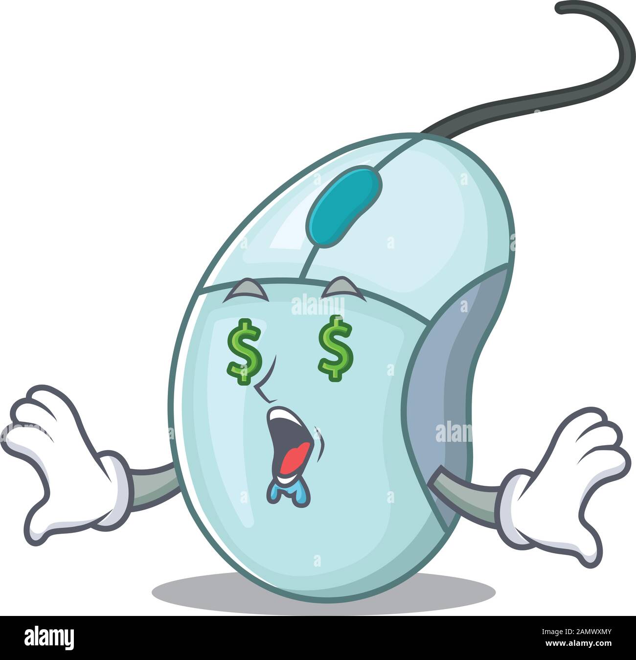 Happy rich computer mouse with Money eye cartoon character style Stock ...