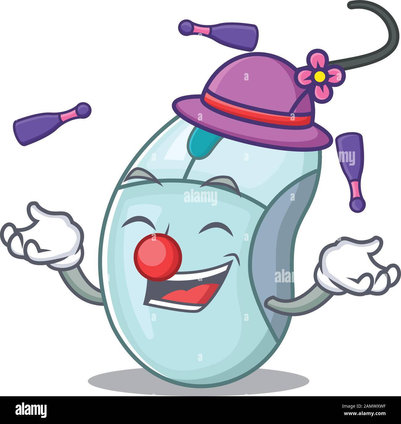 Smart computer mouse cartoon character design playing Juggling Stock ...