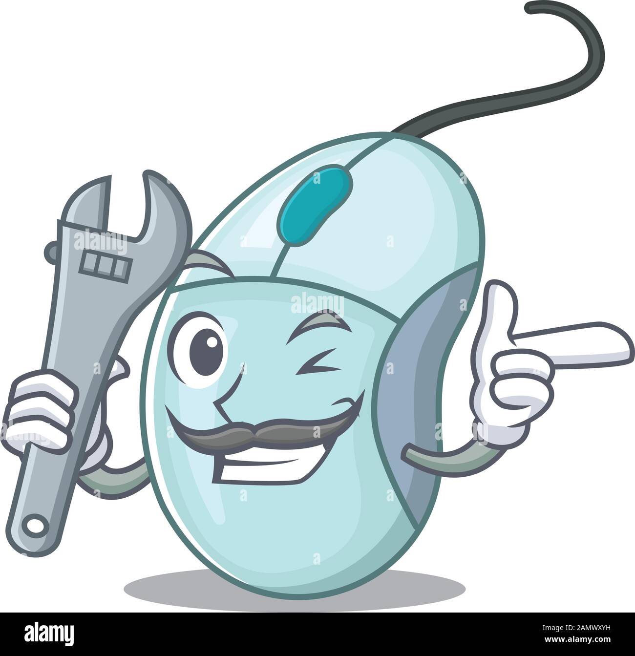 Smart Mechanic computer mouse cartoon character design Stock Vector ...