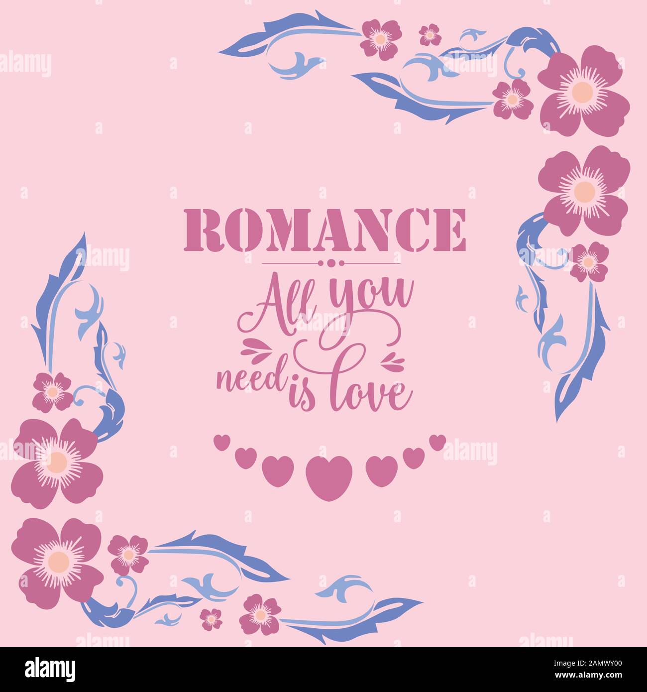 Elegant romance greeting card design, with beautiful pattern leaf and ...