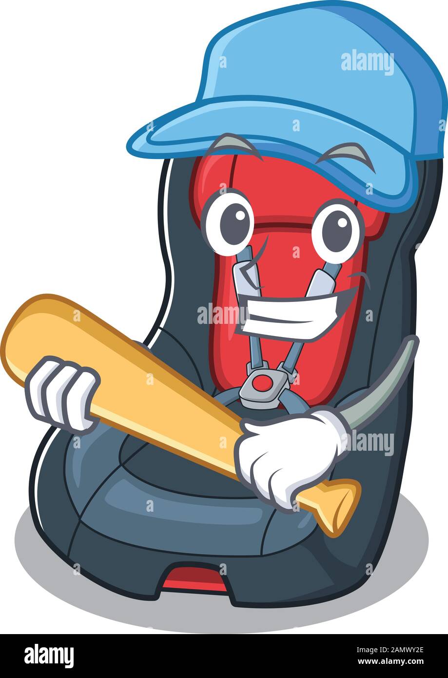 Sporty baby car seat cartoon character design with baseball Stock ...