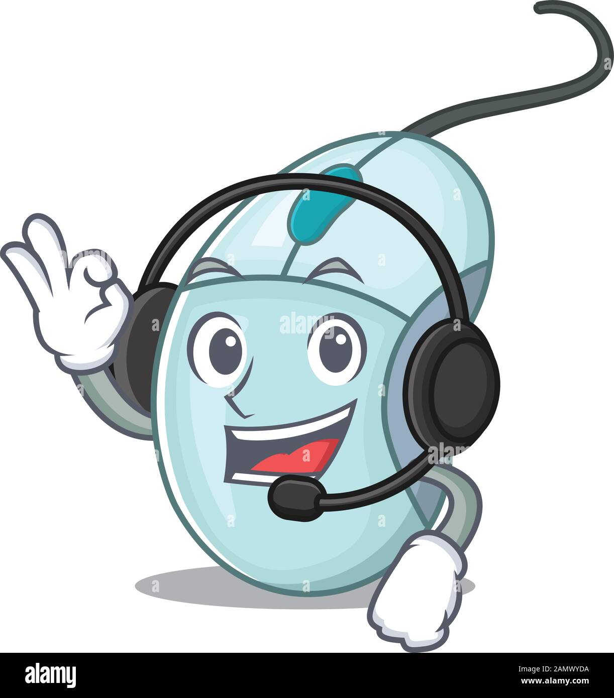Smiley computer mouse cartoon character design wearing headphone Stock ...