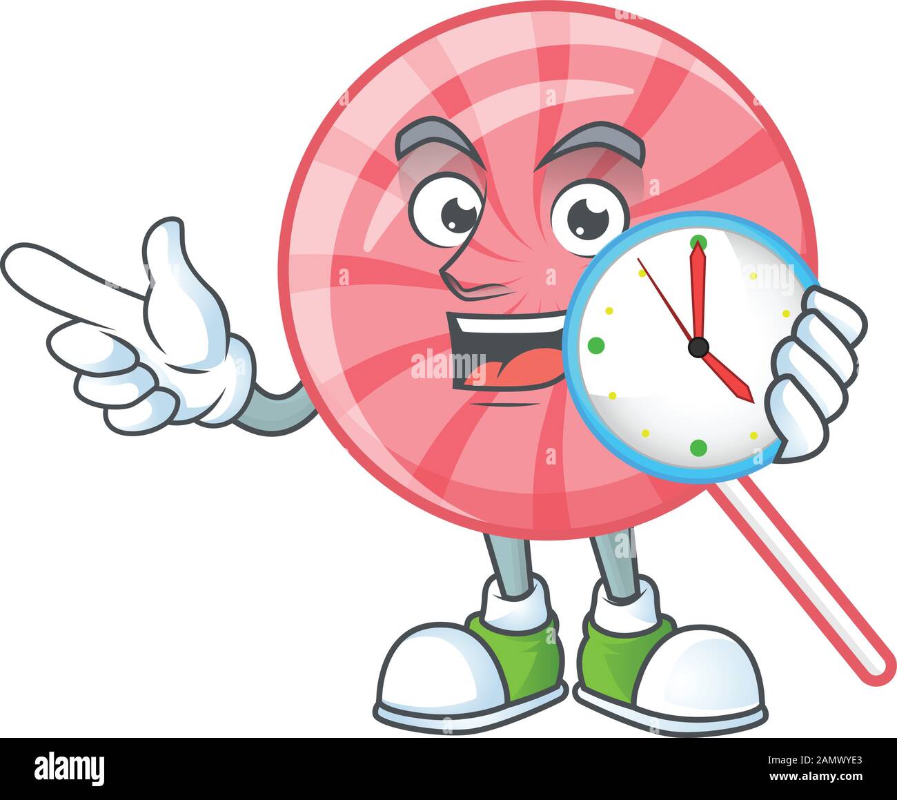 cartoon character style pink round lollipop having clock Stock Vector ...