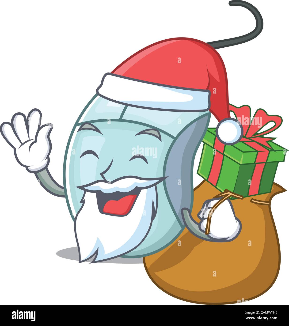 Santa computer mouse Cartoon character design having box of gift Stock ...
