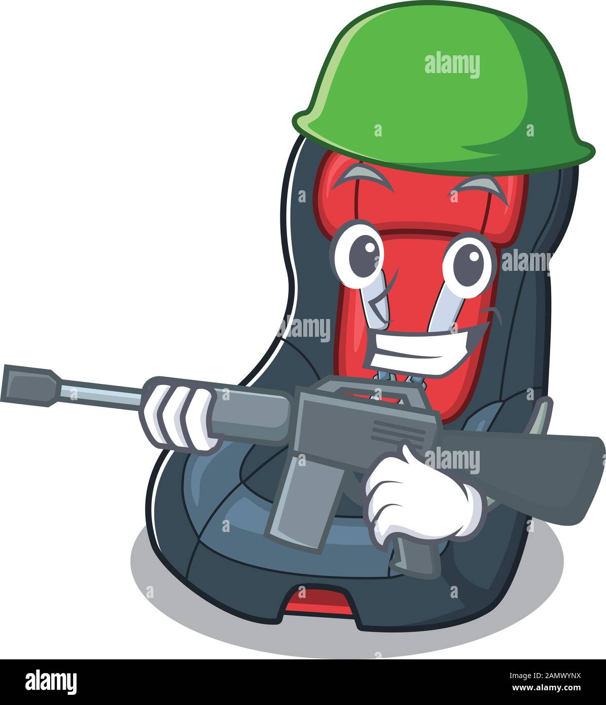 A cartoon design of baby car seat Army with machine gun Stock Vector ...