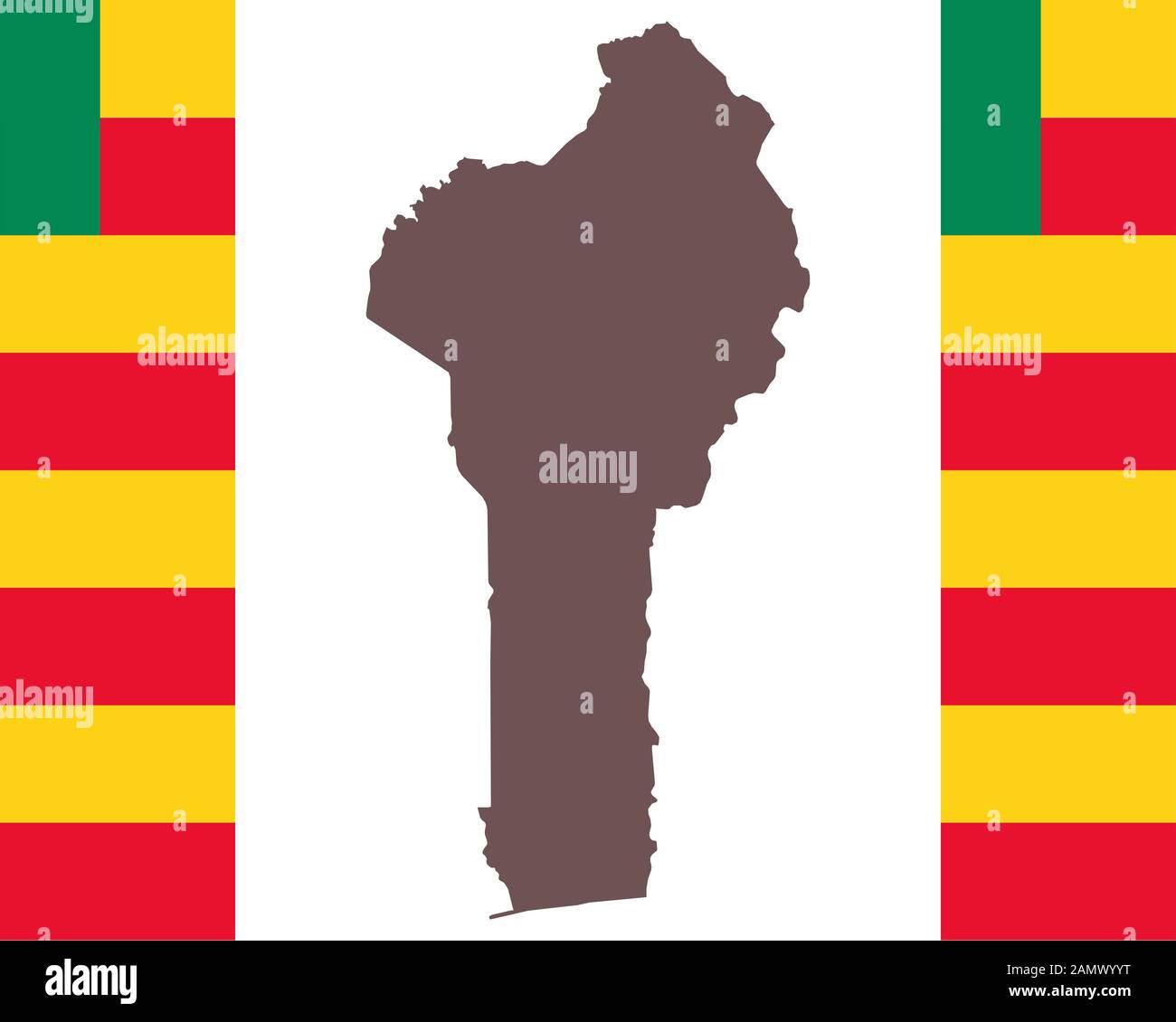 Map of Benin on background with flag Stock Photo - Alamy