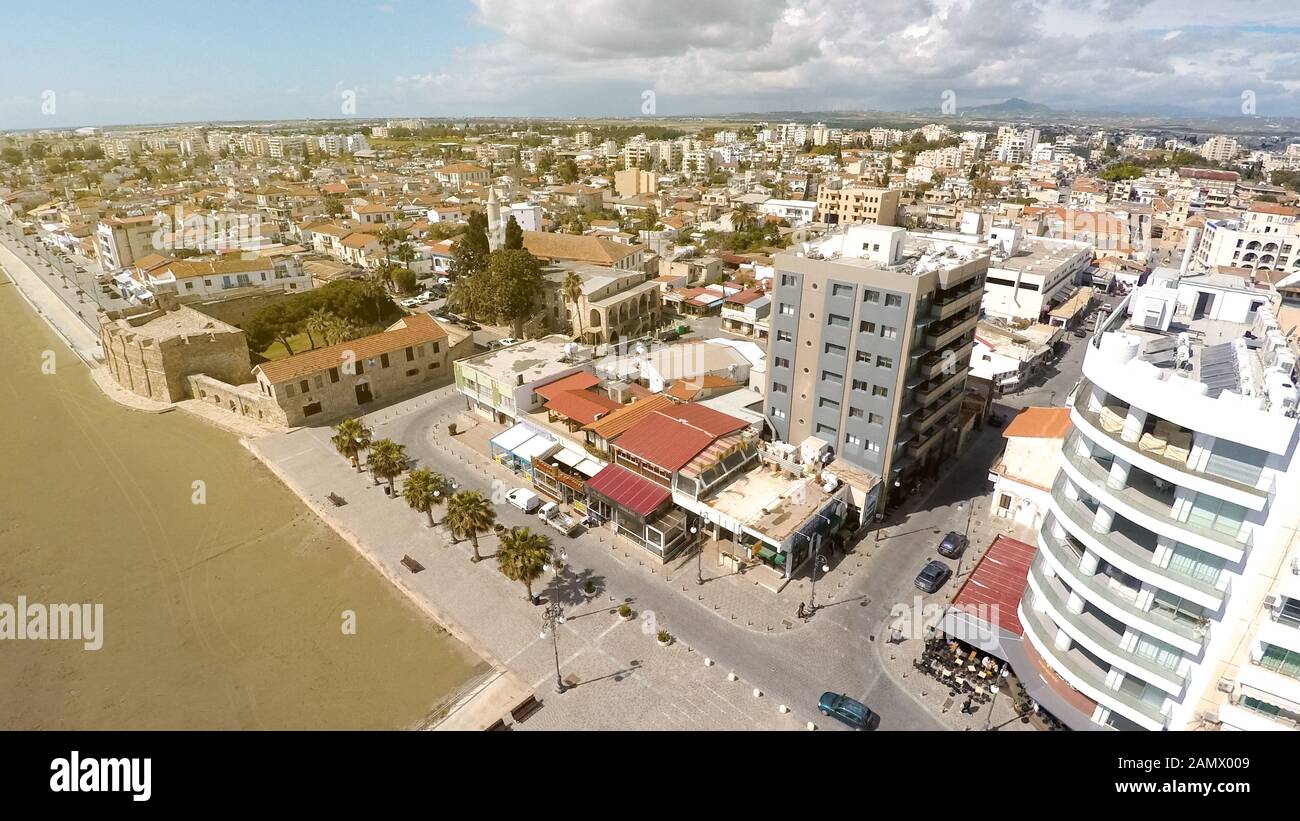 Fascinating cityscape of Larnaca seaside resort, Cyprus tourism, birds ...