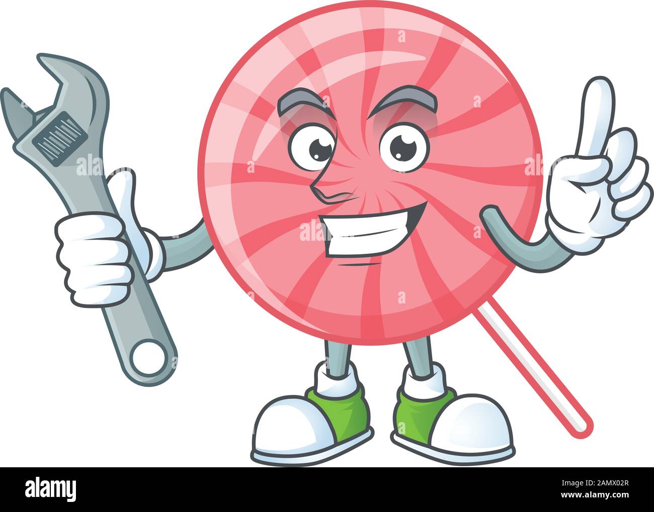Smart Mechanic pink round lollipop cartoon character design Stock ...