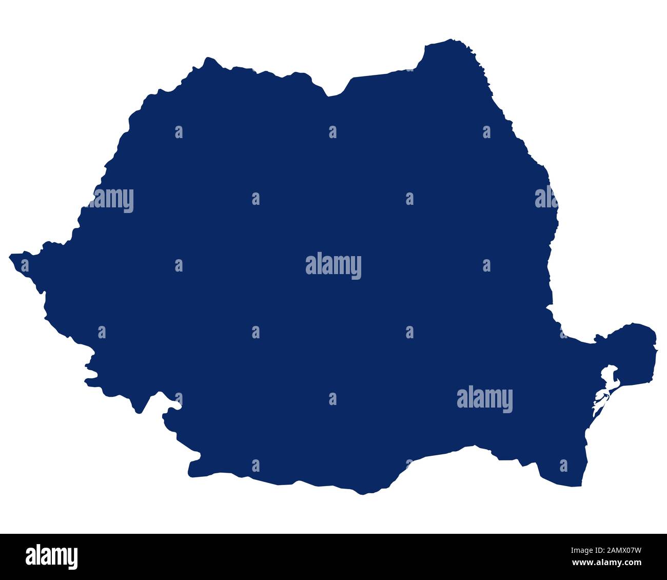 Map of Romania in blue colour Stock Photo - Alamy