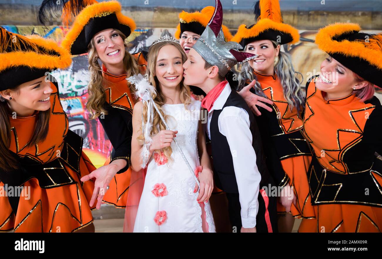 Kids as royal couple of German fasching Stock Photo - Alamy