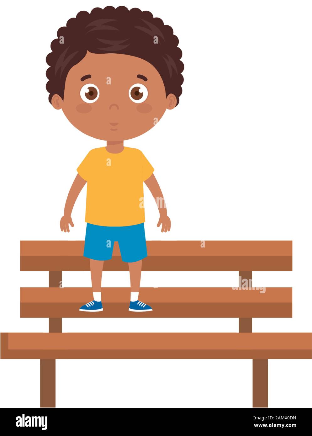 Boy standing on chair Stock Vector Images - Alamy