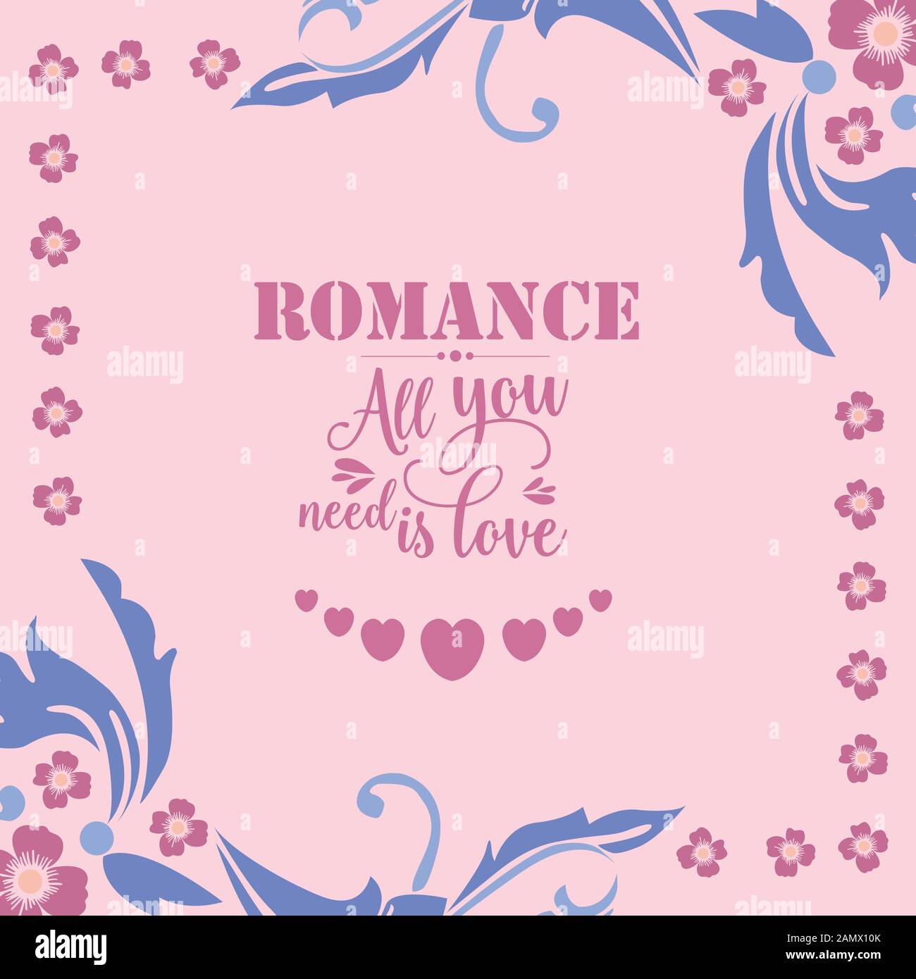 Decorative of romance greeting card, with antique pattern of leaf and ...