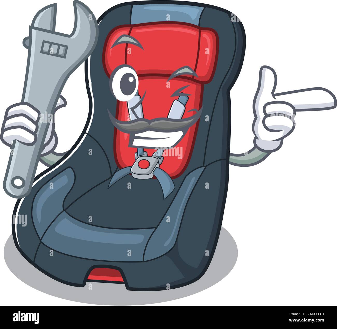 Smart Mechanic baby car seat cartoon character design Stock Vector ...