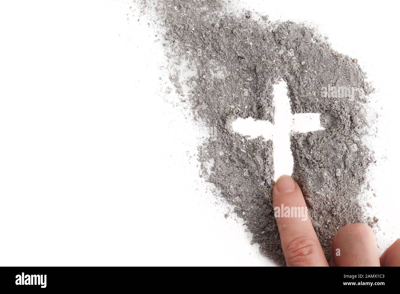 Cross made of ashes, Ash Wednesday, Lent season abstract background ...