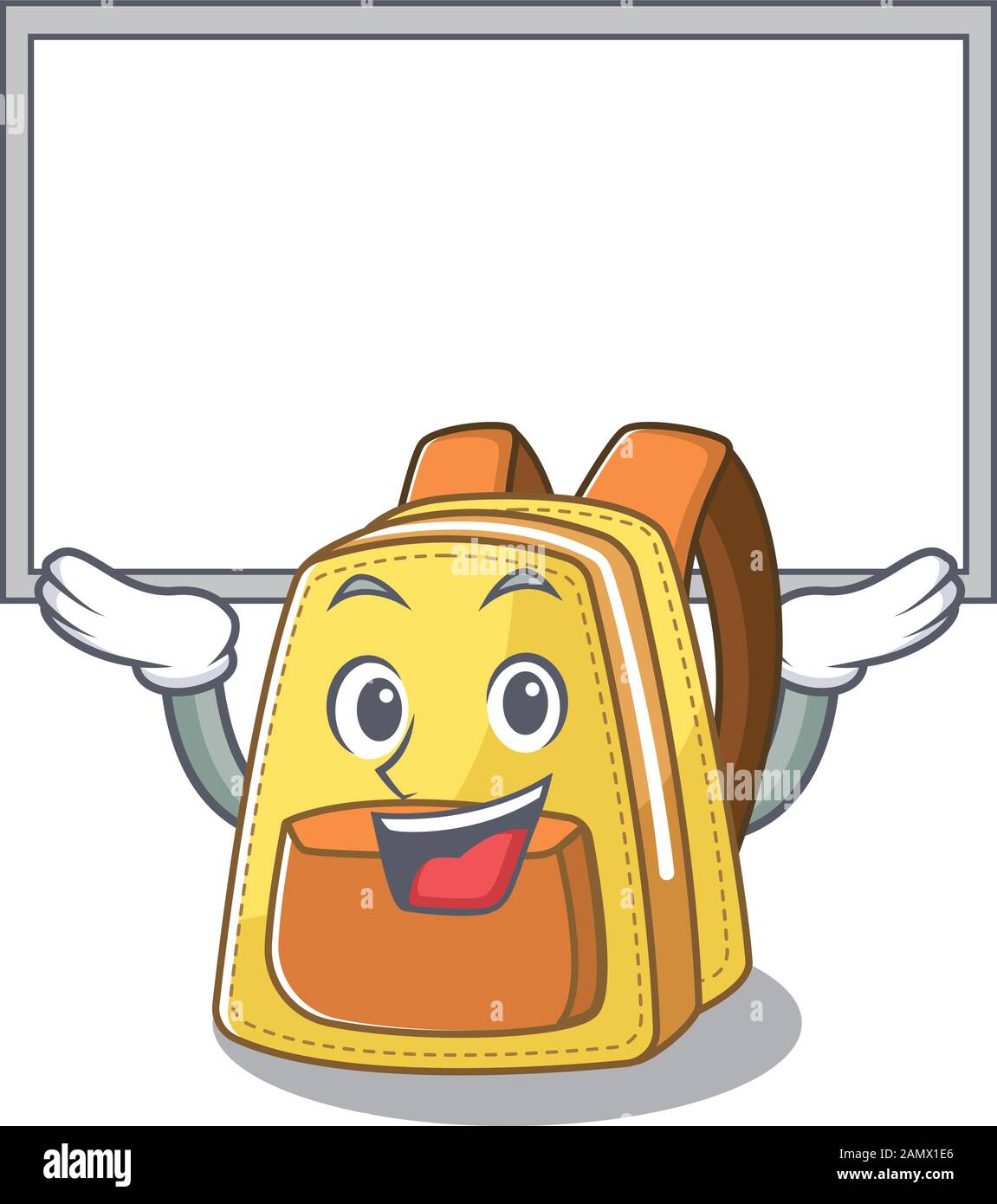 A mascot picture of kids school backpack raised up board Stock Vector ...