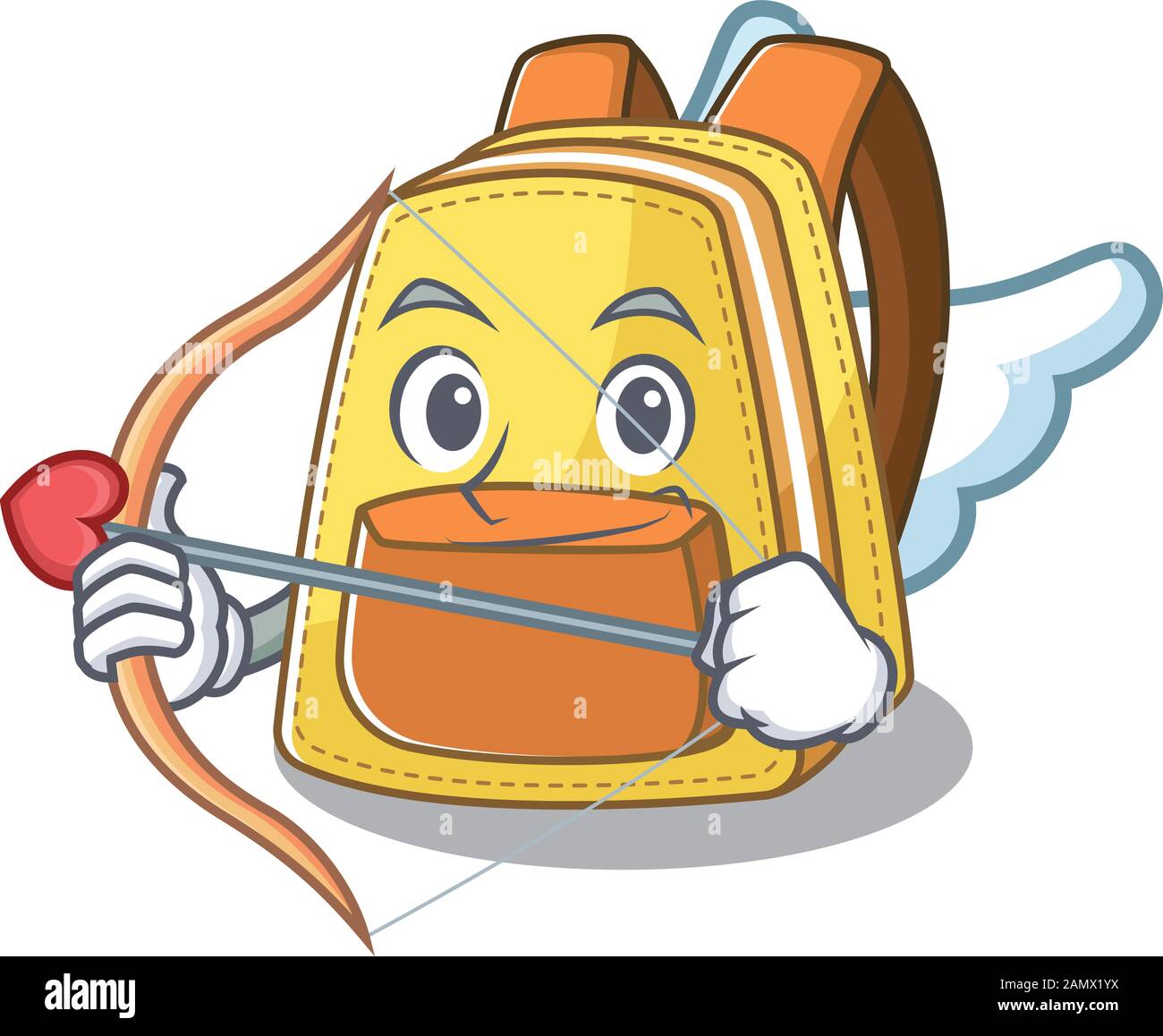 Romantic kids school backpack Cupid cartoon character with arrow and ...