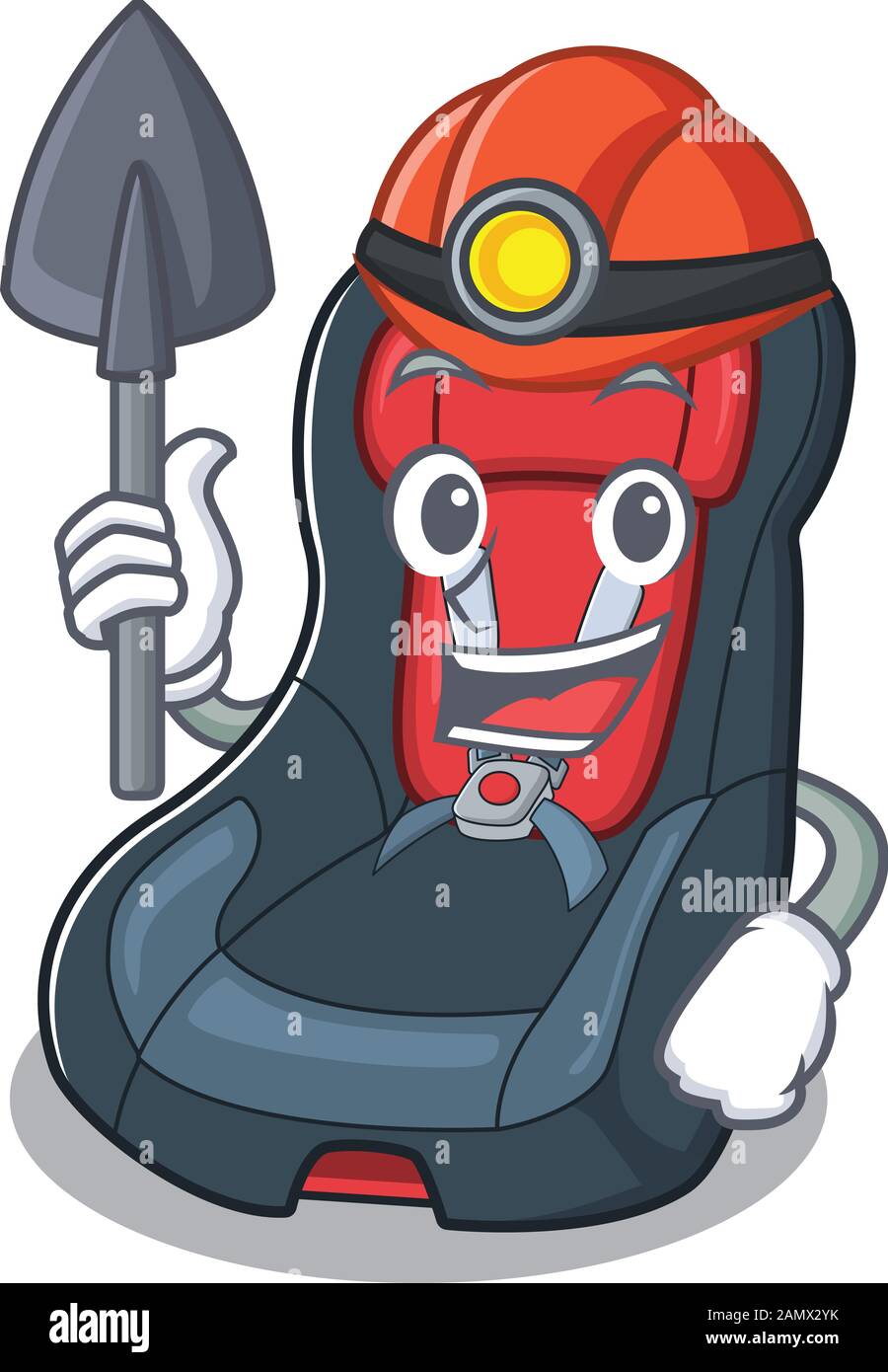 Cool clever Miner baby car seat cartoon character design Stock Vector ...