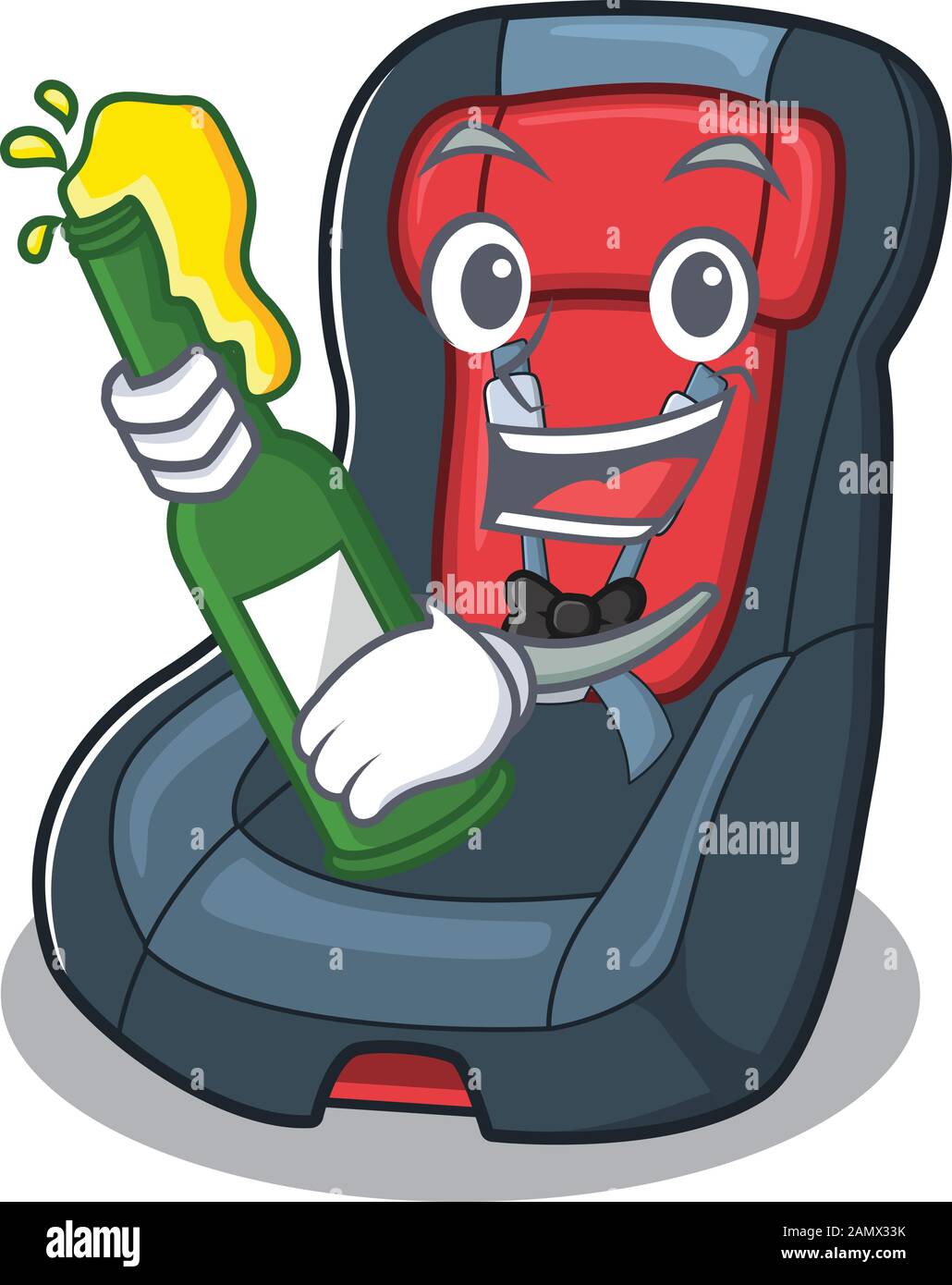 mascot cartoon design of baby car seat with bottle of beer Stock Vector ...