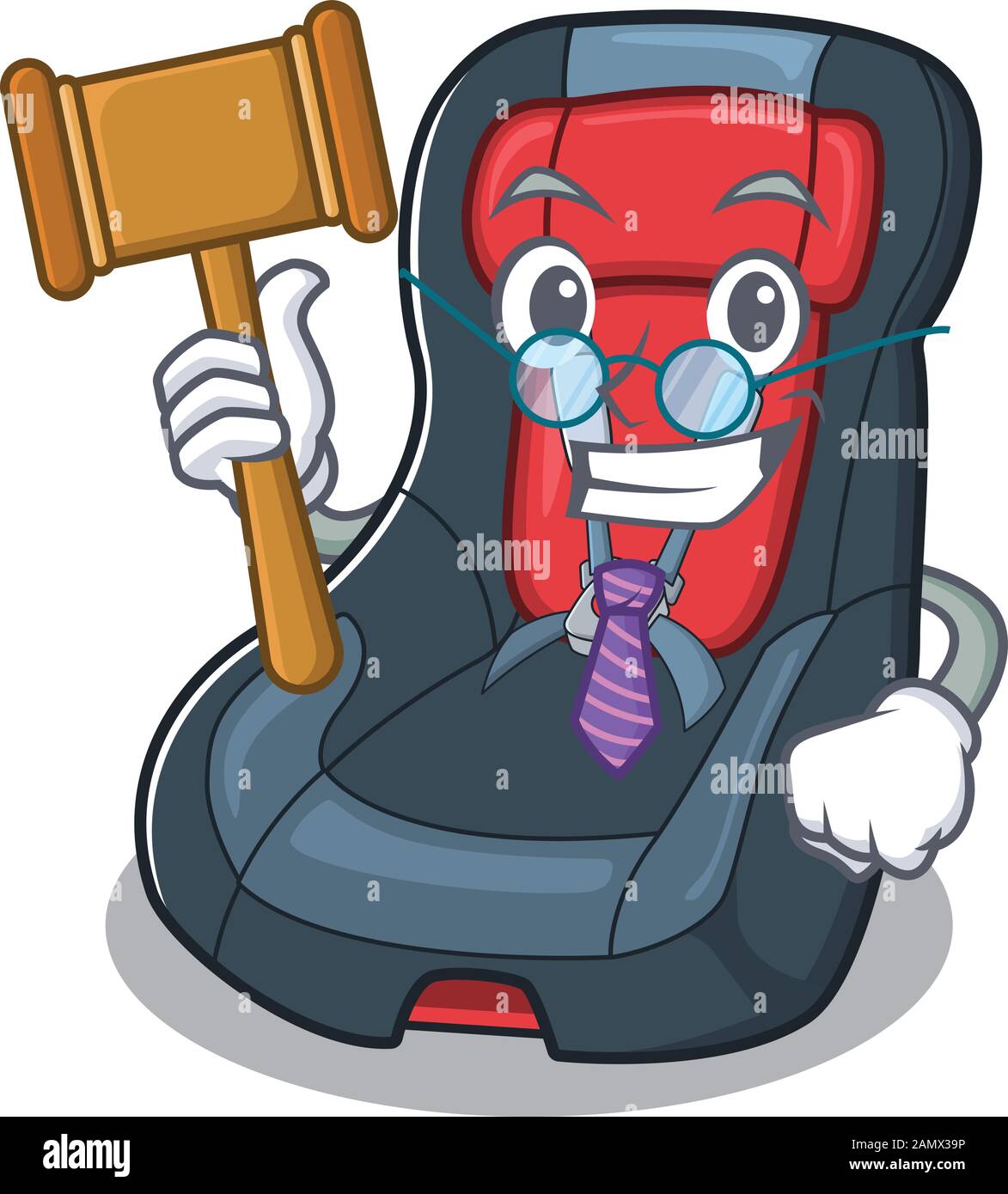 Smart Judge baby car seat in mascot cartoon character style Stock ...