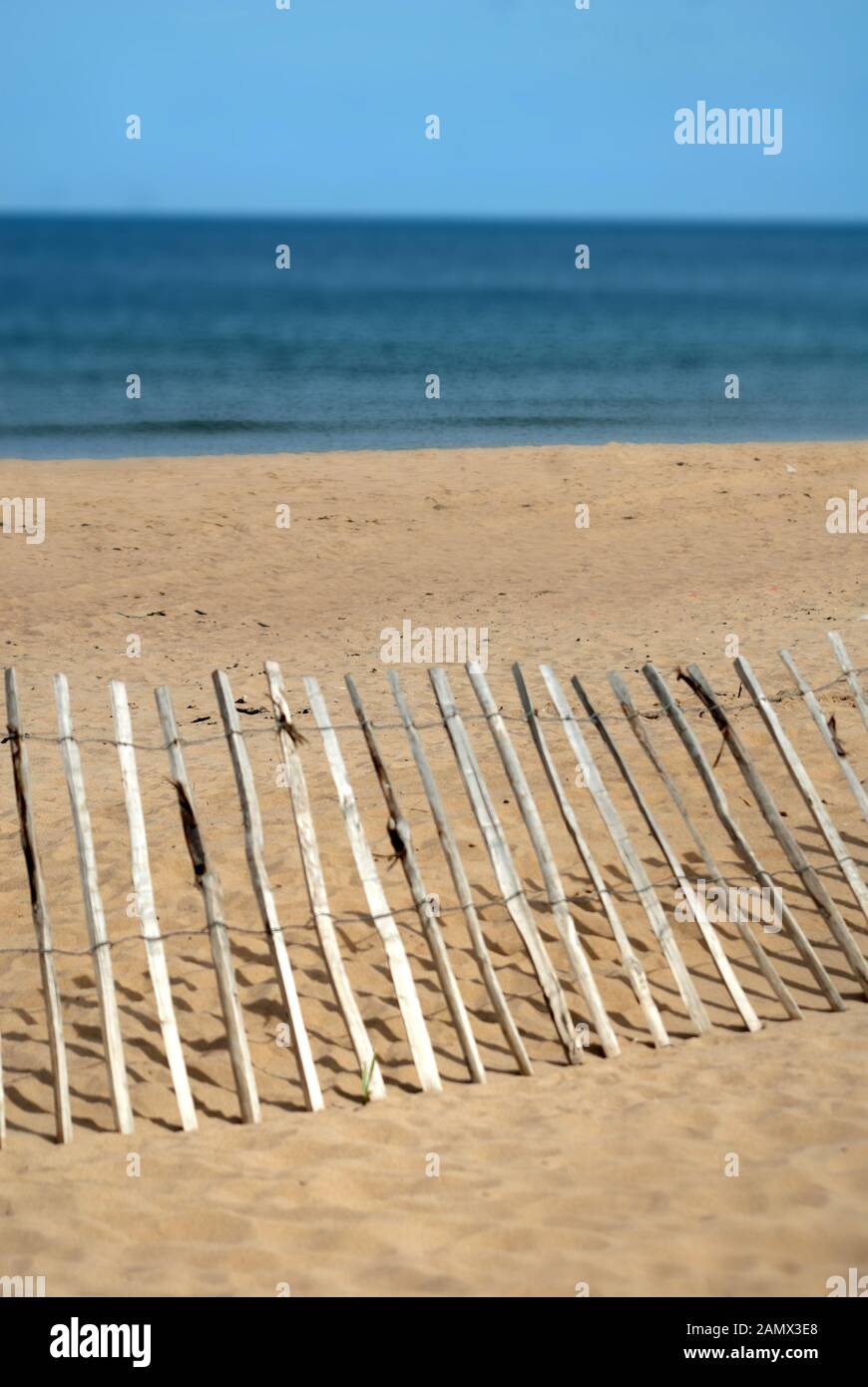 Sand trap fencing,Sandhaven beach, South Shields, South Tyneside Stock ...