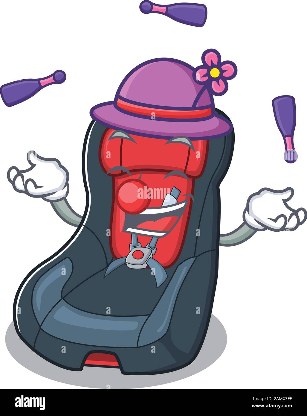 Smart baby car seat cartoon character design playing Juggling Stock ...