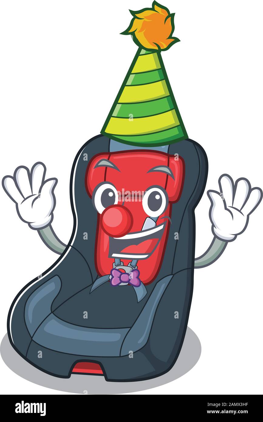 Funny Clown baby car seat cartoon character mascot design Stock Vector ...