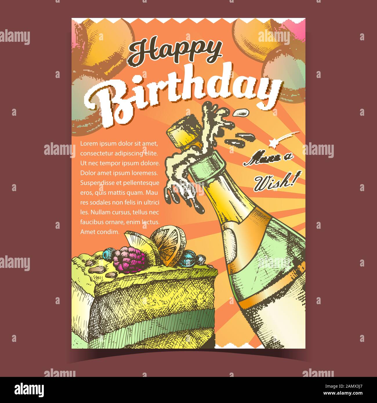 Happy Birthday Celebrate Advertising Poster Vector Stock Vector Image ...