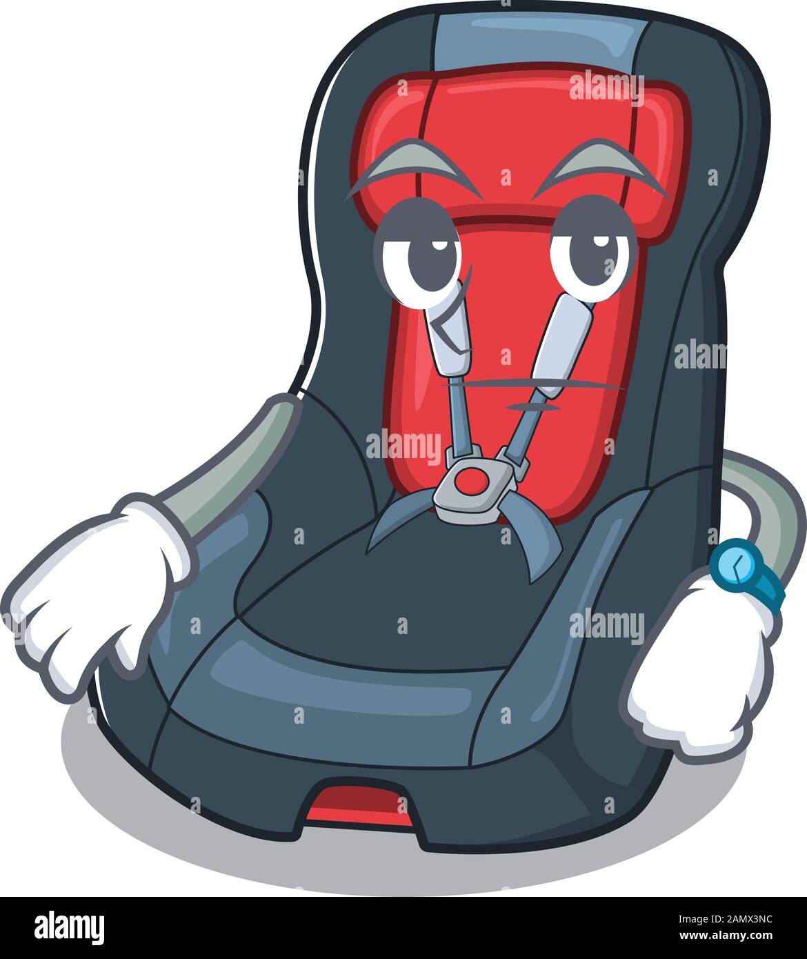 cartoon character design of baby car seat on a waiting gesture Stock ...