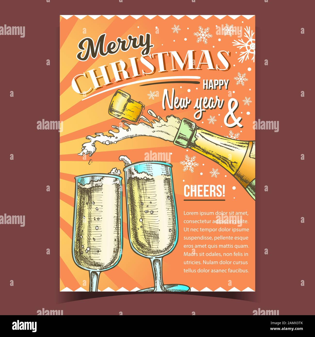 Merry Christmas Drink Advertising Poster Vector Stock Vector Image ...