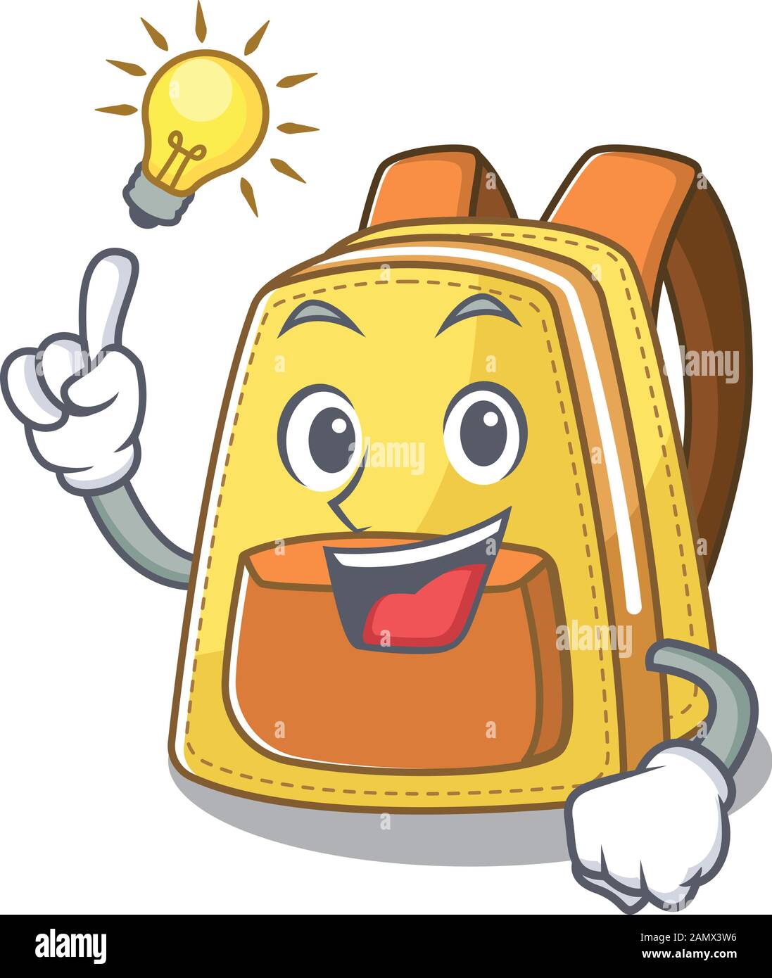 Have an idea gesture of kids school backpack cartoon character design ...