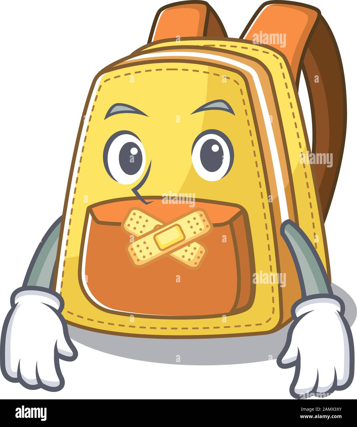 a silent gesture of kids school backpack mascot cartoon character ...