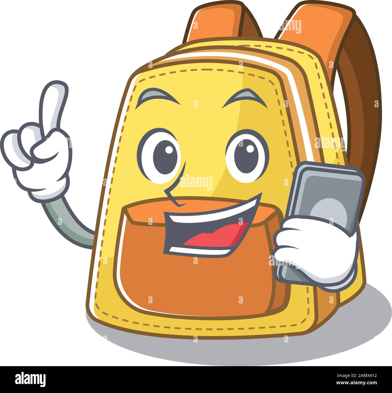 Cartoon design of kids school backpack speaking on a phone Stock Vector ...