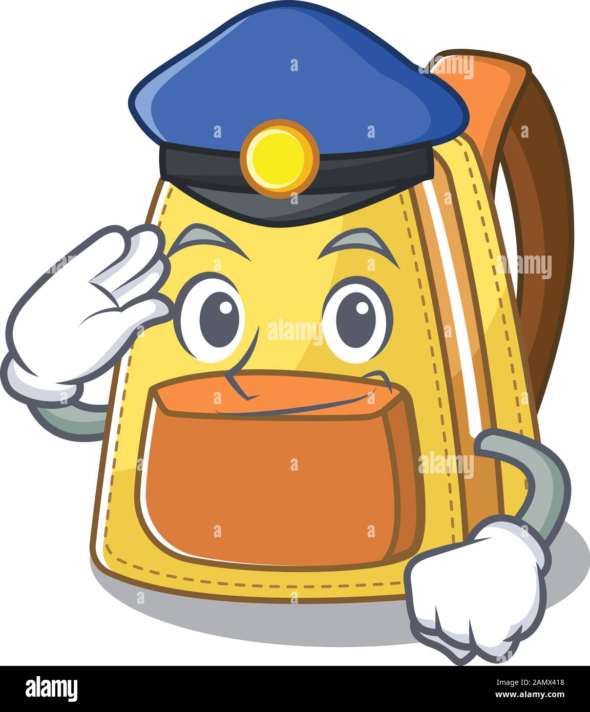Kids school backpack Cartoon mascot performed as a Police officer Stock ...