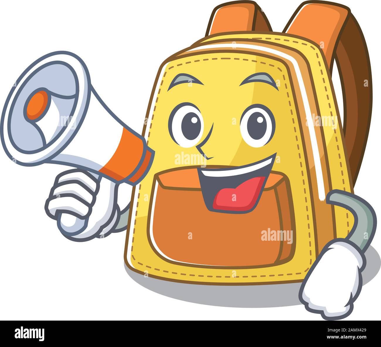 An icon of kids school backpack having a megaphone Stock Vector Image ...