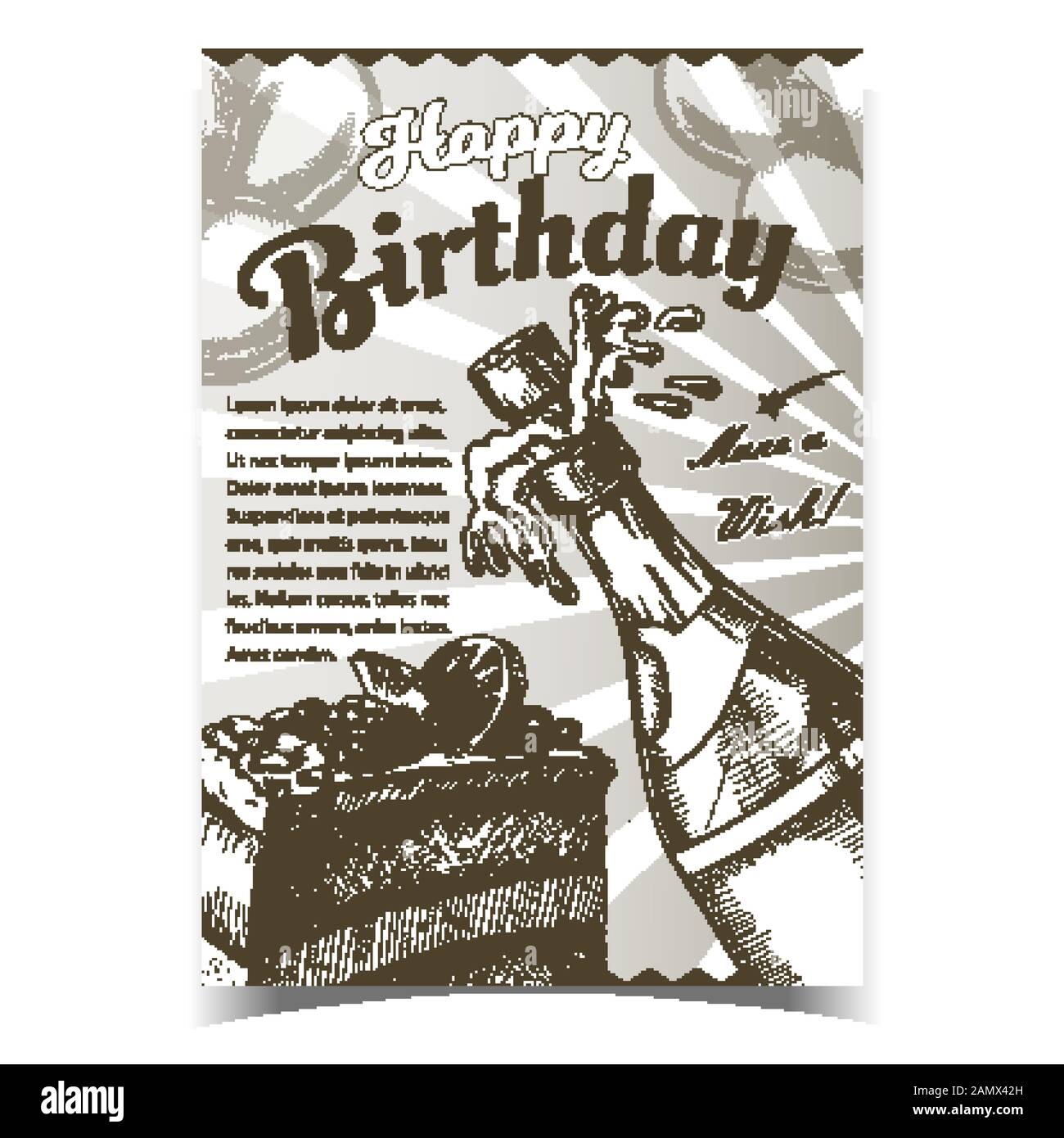 Happy Birthday Celebrate Advertising Poster Vector Stock Vector Image ...