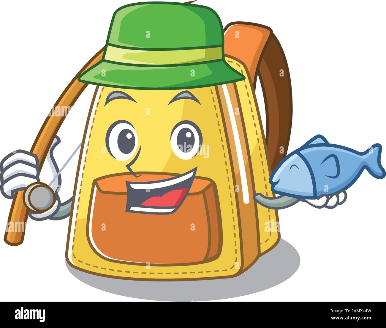 A Picture of happy Fishing kids school backpack design Stock Vector ...