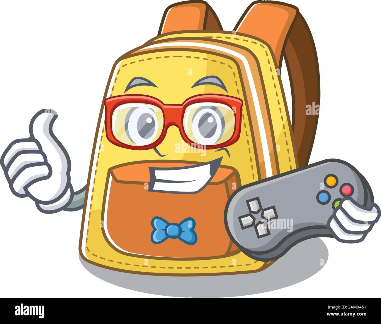 Smiley gamer kids school backpack cartoon mascot style Stock Vector ...