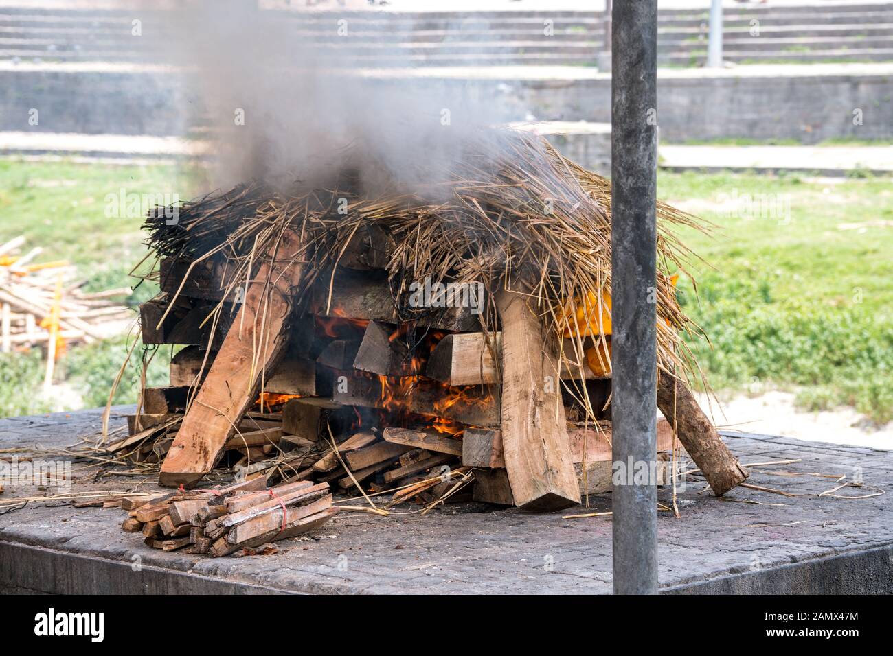 Pyre ignited into flames on traditional cremation ceremony at ...