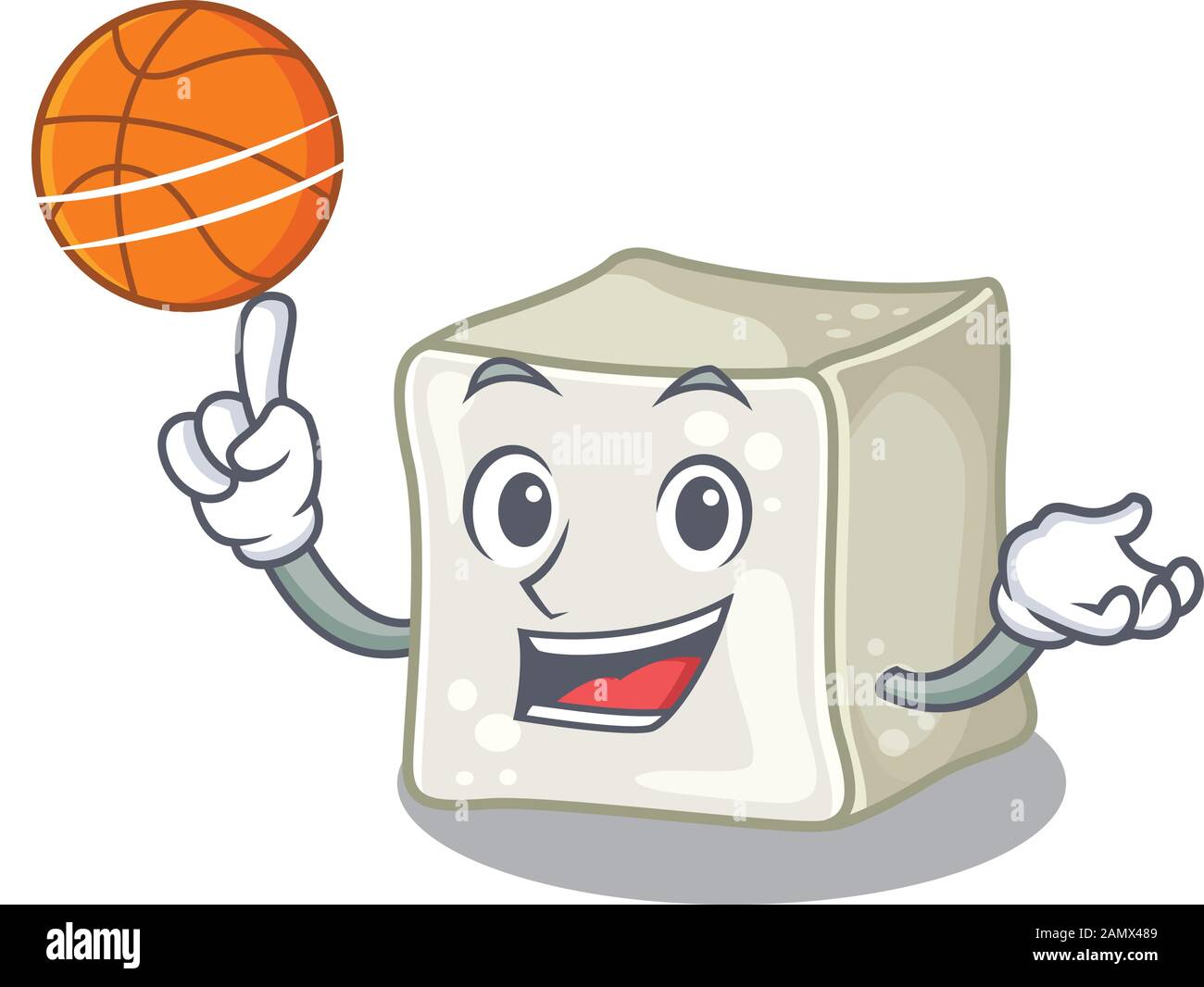 A mascot picture of sugar cube cartoon character playing basketball ...