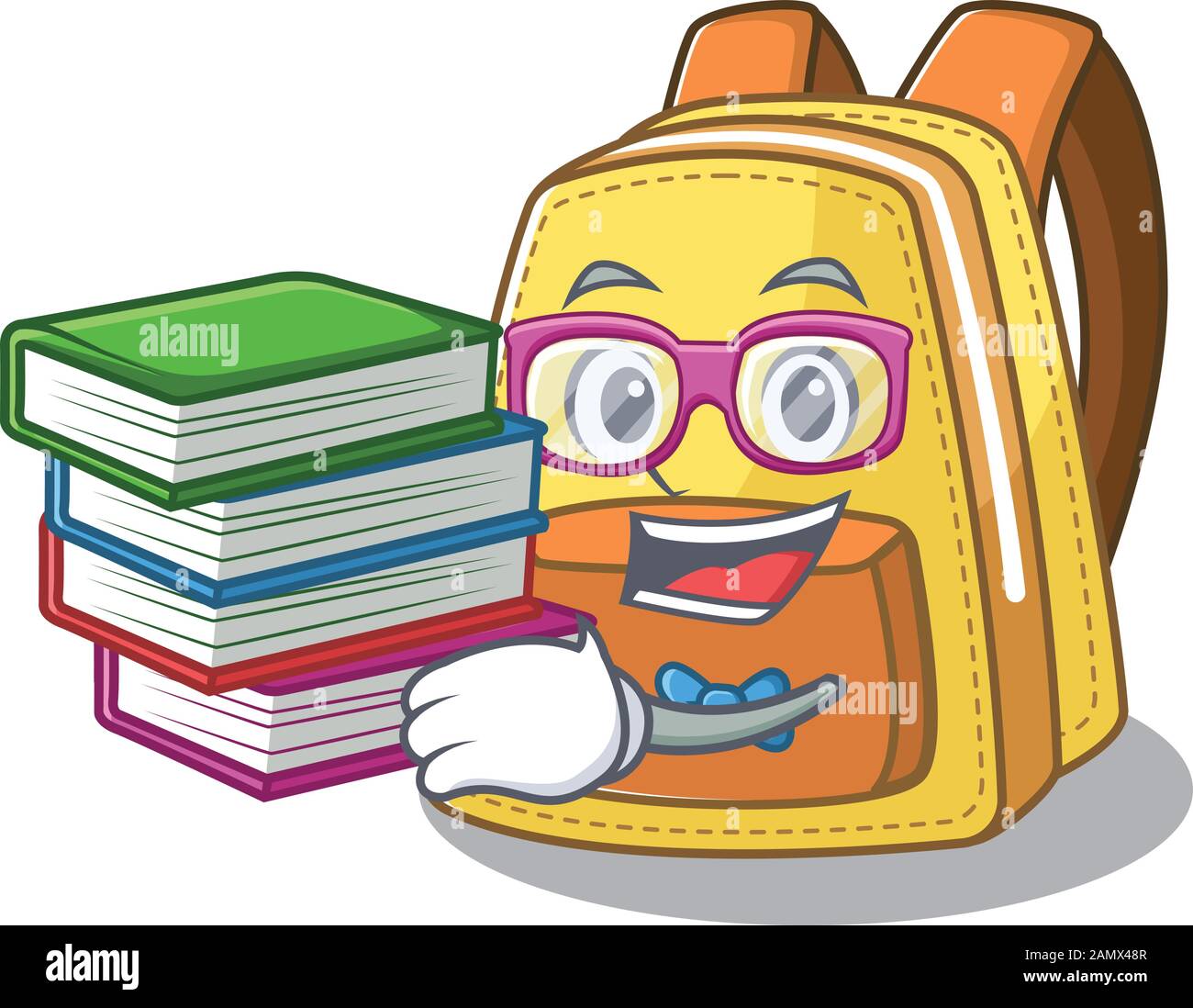 Cool and clever Student kids school backpack mascot cartoon with book ...