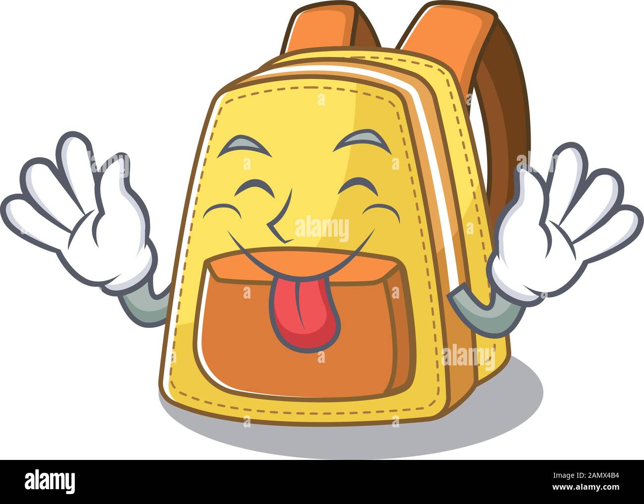 Cute kids school backpack cartoon mascot style with Tongue out Stock ...