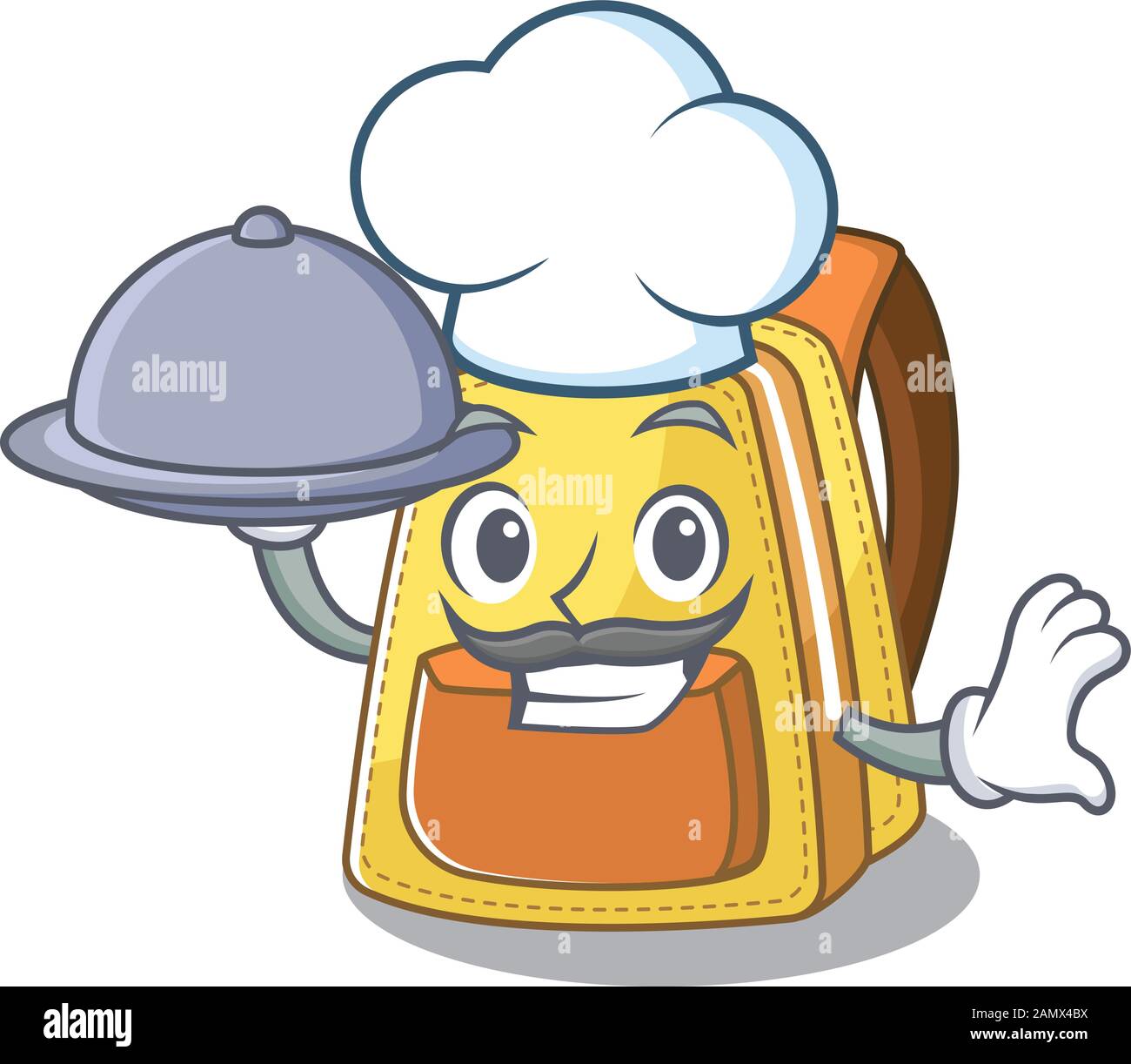 cartoon design of kids school backpack as a Chef having food on tray ...
