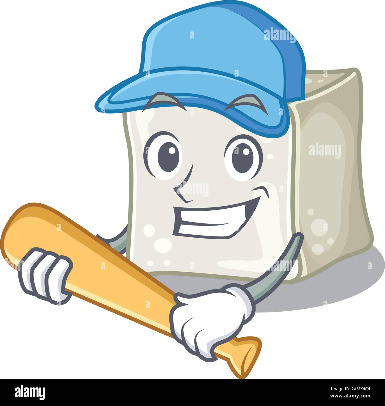 Sporty sugar cube cartoon character design with baseball Stock Vector ...