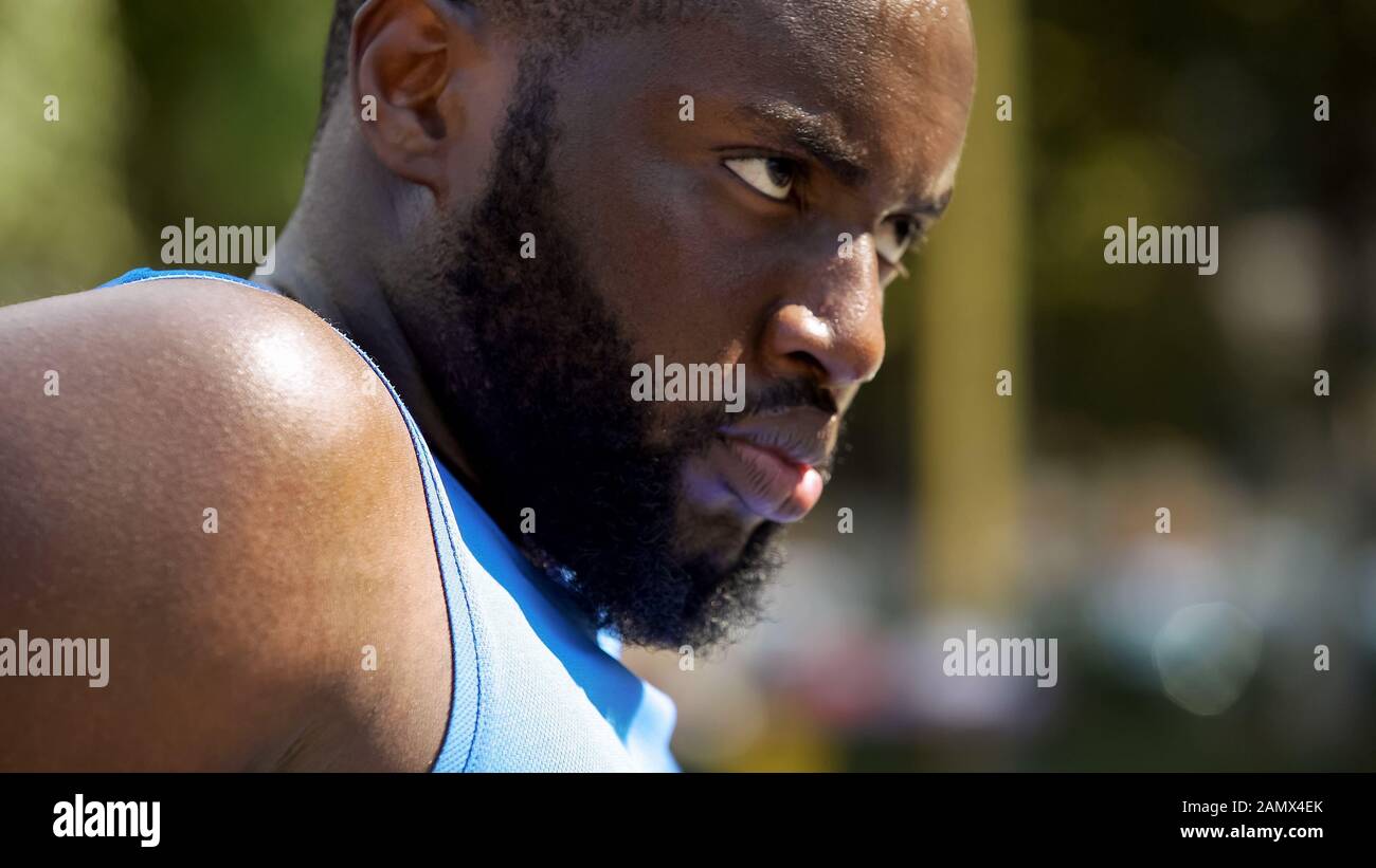 Serious black man sweat hi-res stock photography and images - Alamy
