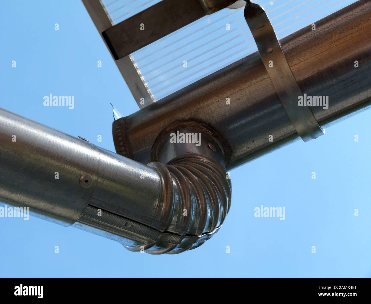 galvanized steel eavestrogh gutter rain water leader downspout. home ...